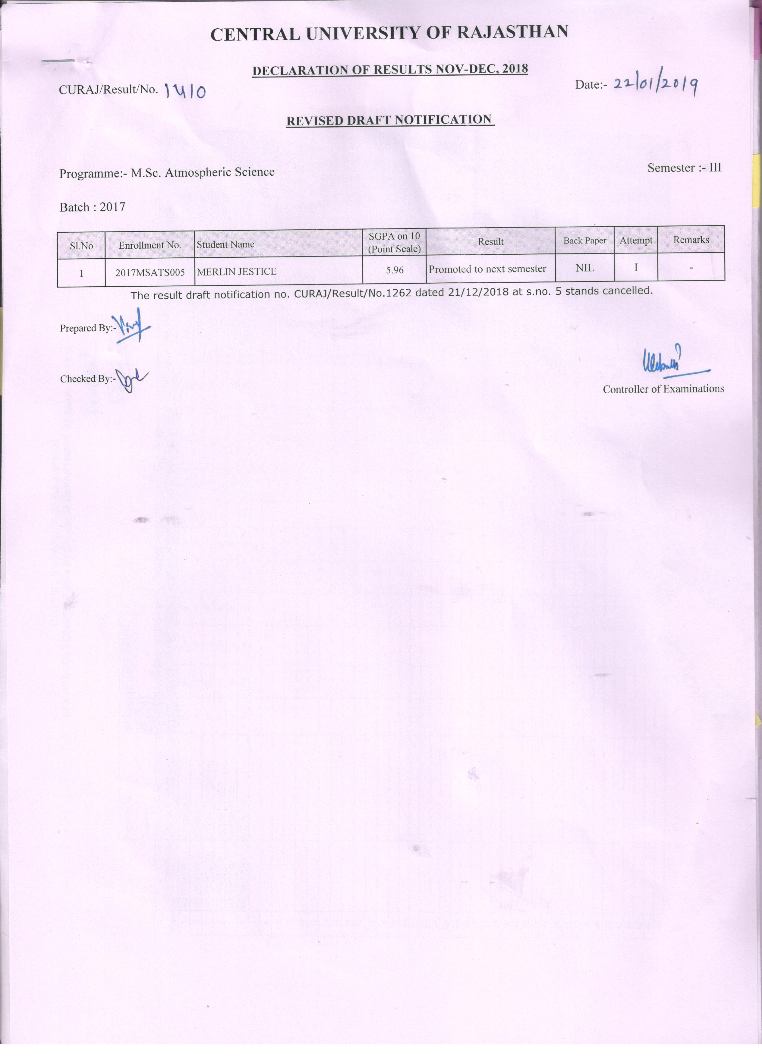 Revised Draft Notification (2017MSATS005) | Central University of Rajasthan